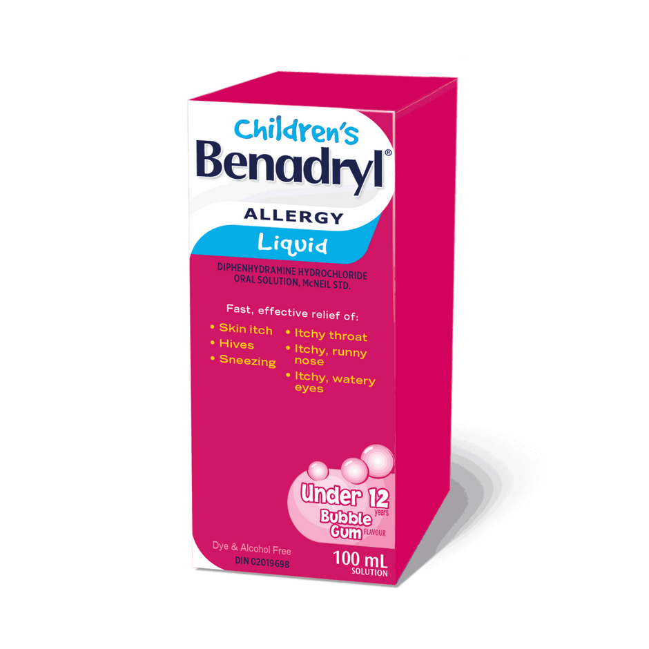 CHILDREN'S BENADRYL ALLERGY LIQUID - BUBBLE GUM 100ml – Finlandia ...
